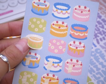 Birthday Sticker Sheet Birthday Cake Stickers Cake - Etsy