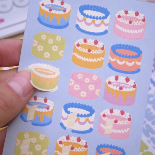 Birthday Sticker Sheet Birthday Cake Stickers Cake - Etsy