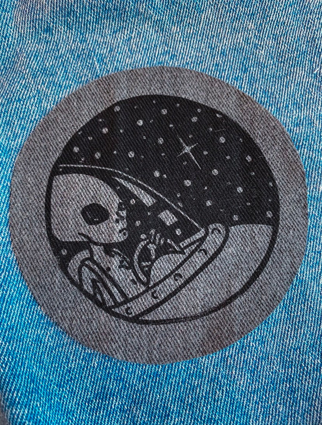 Grey Alien Linocut Sew on Patch - Etsy