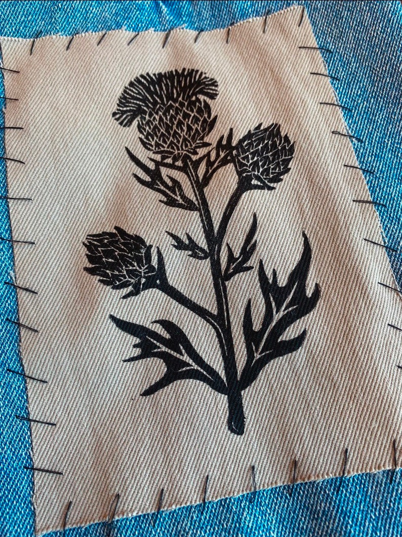 Thistle Linocut Sew-on Patch - Etsy