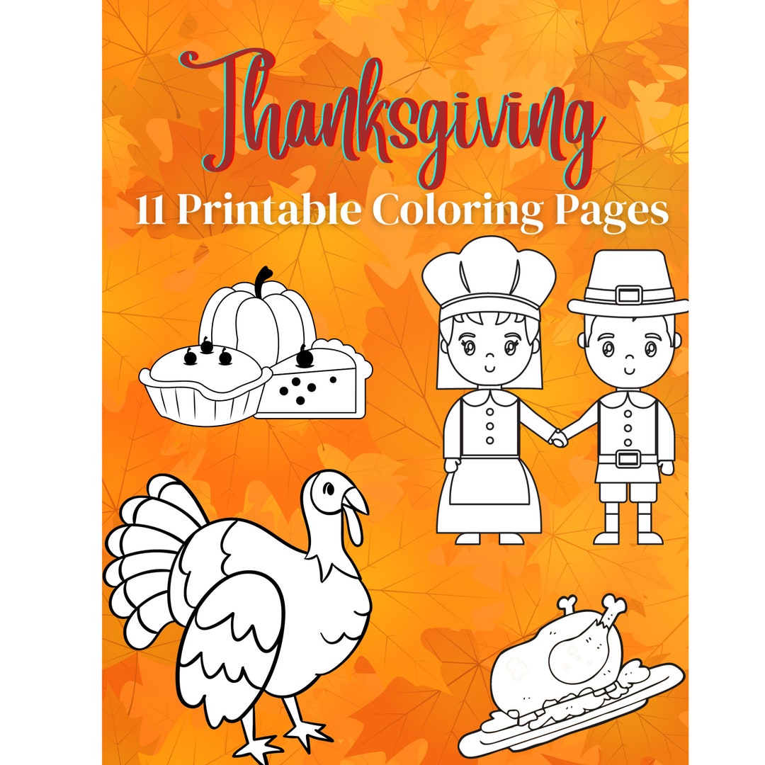 11 Printable Thanksgiving Coloring Pages - Etsy