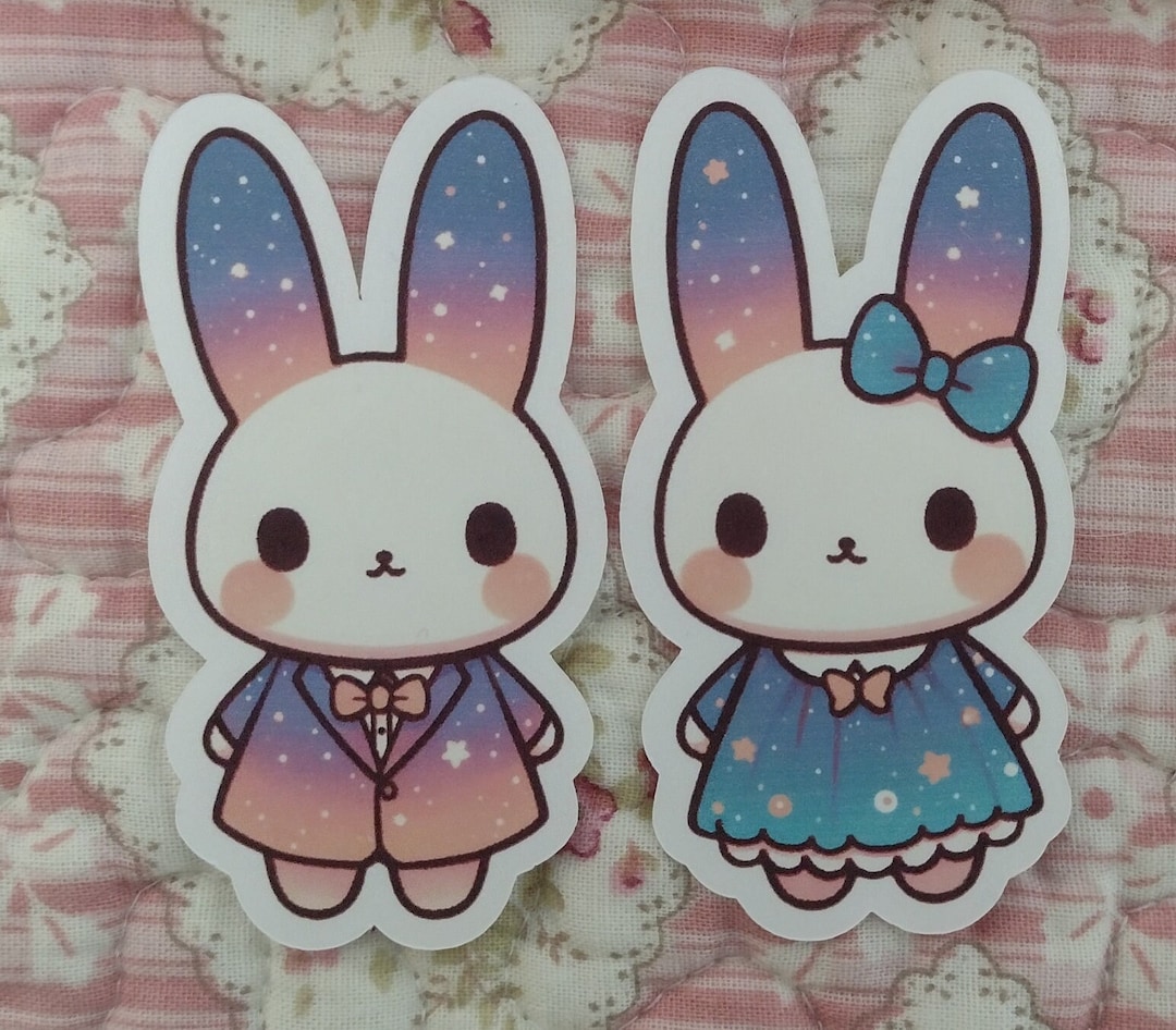 Galaxy Bunny Couple Stickers: Cute/kawaii Stickers - Etsy