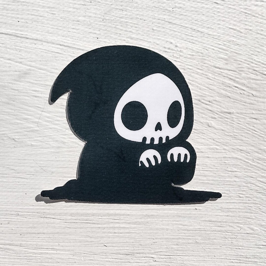 Cute Grim Reaper Vinyl Sticker | Waterproof Water-resistant Stickers ...