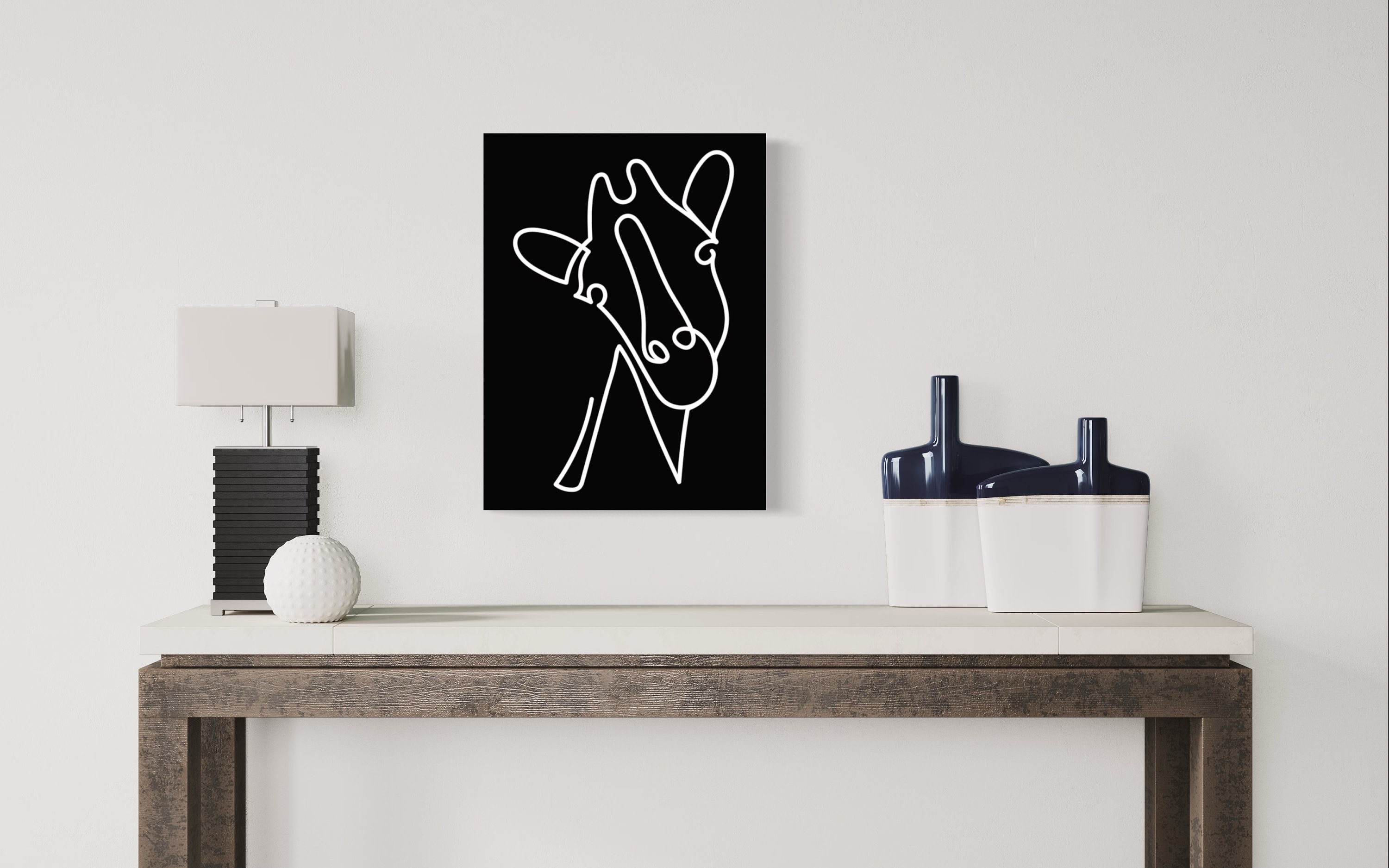 Giraffe Line Art, Giraffe Line Drawing Poster, African Animal Art Print ...