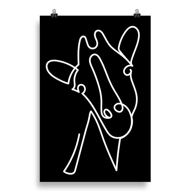 Giraffe Line Art, Giraffe Line Drawing Poster, African Animal Art Print ...