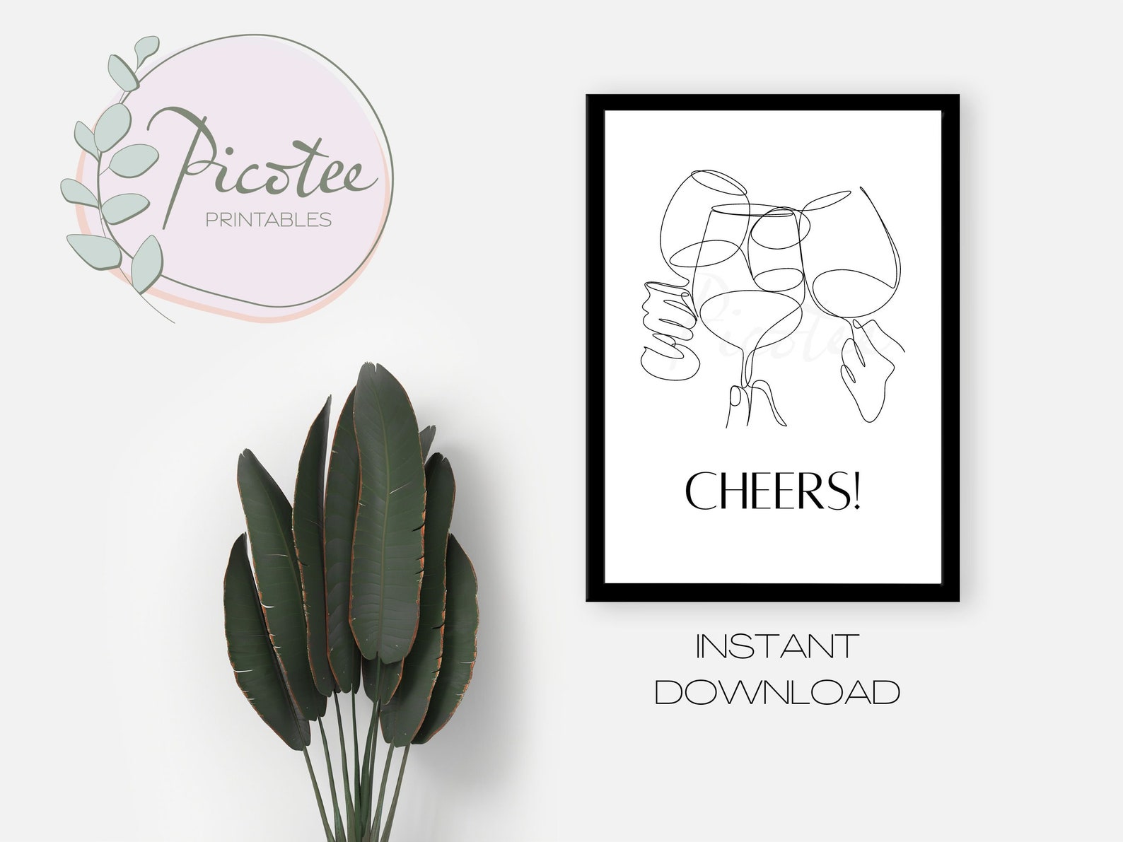 Cheers Drinks Art Print Line Drawing Drinking Buddies - Etsy