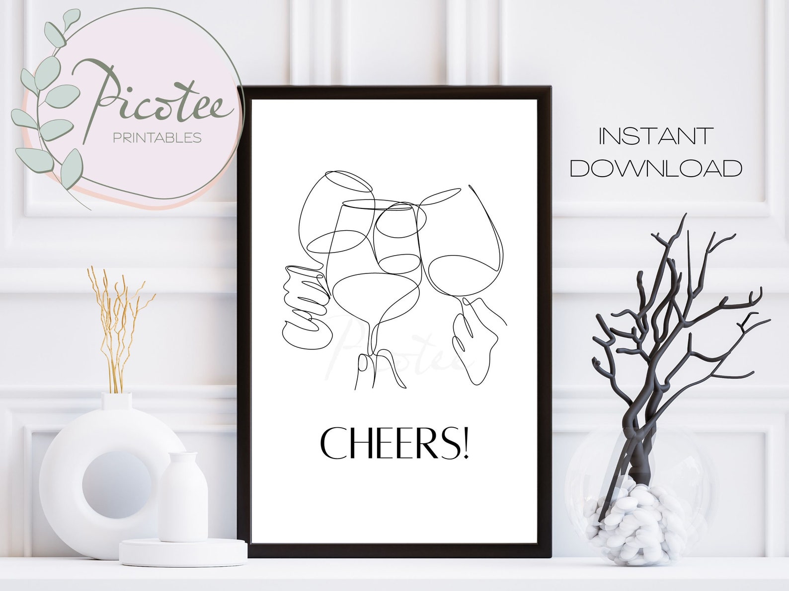 Cheers Drinks Art Print Line Drawing Drinking Buddies - Etsy