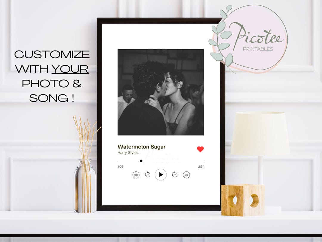 Custom Song Print - Personalized Photo Song Wall Art, Printable Music ...