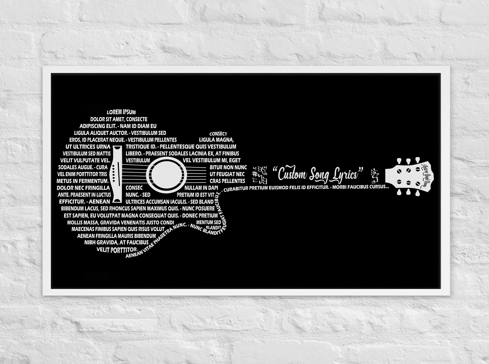 Custom Song Lyrics Acoustic Guitar Cutaway Black Edition, for Any Songs ...