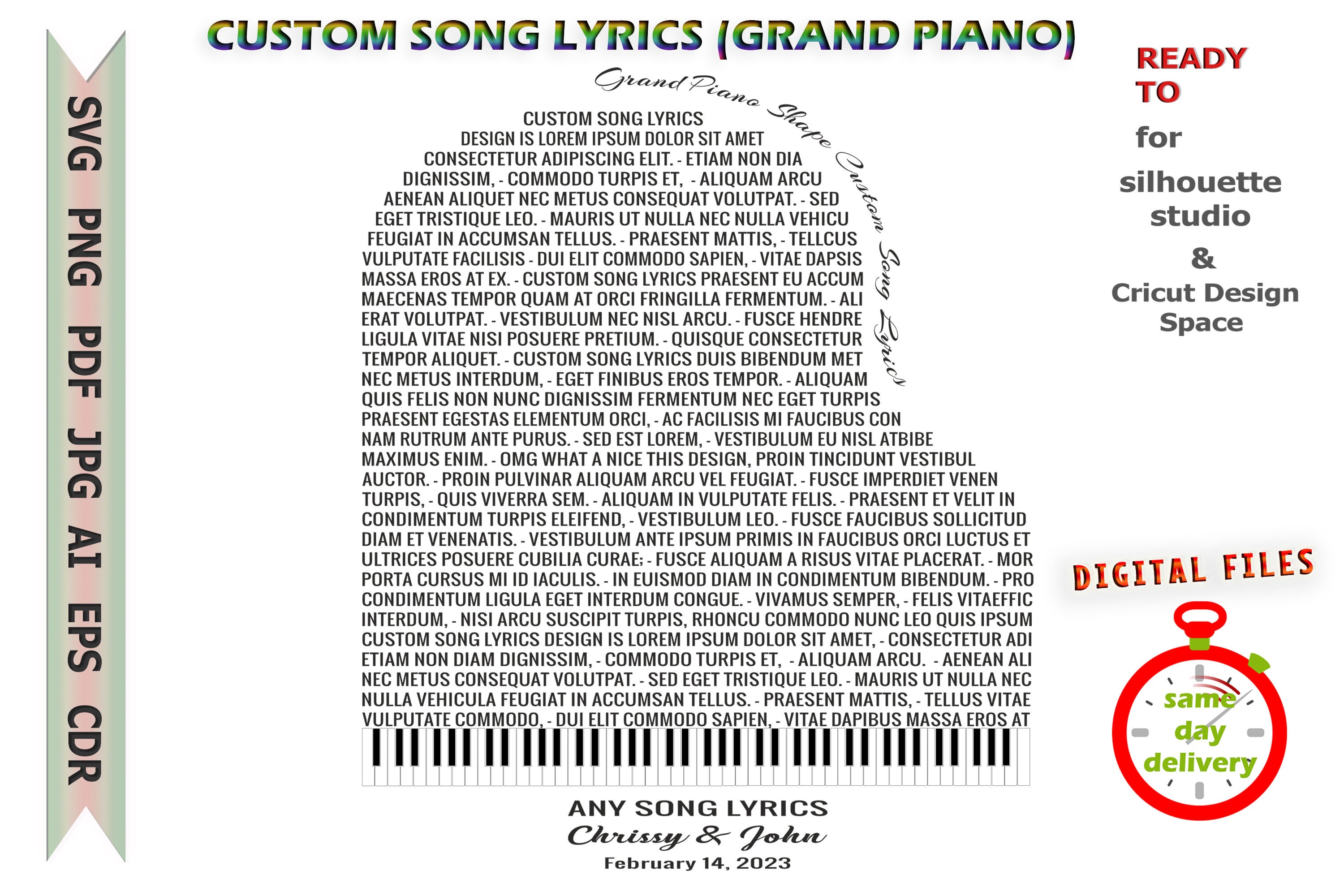 Custom Song Lyrics Grand Piano Any Song Lyrics SVG - Etsy