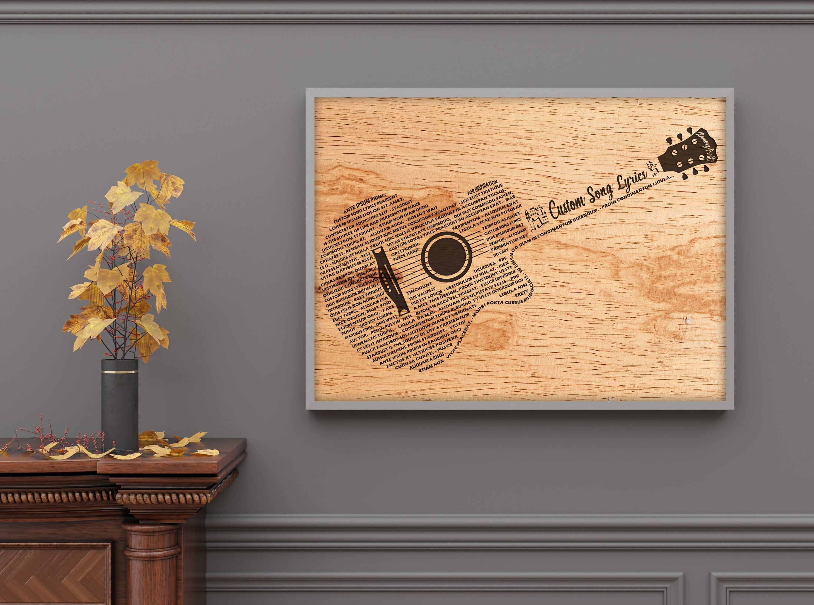 Laser Engraved Look Lyric Guitar | Laser Burn Song Lyrics | Lyric ...
