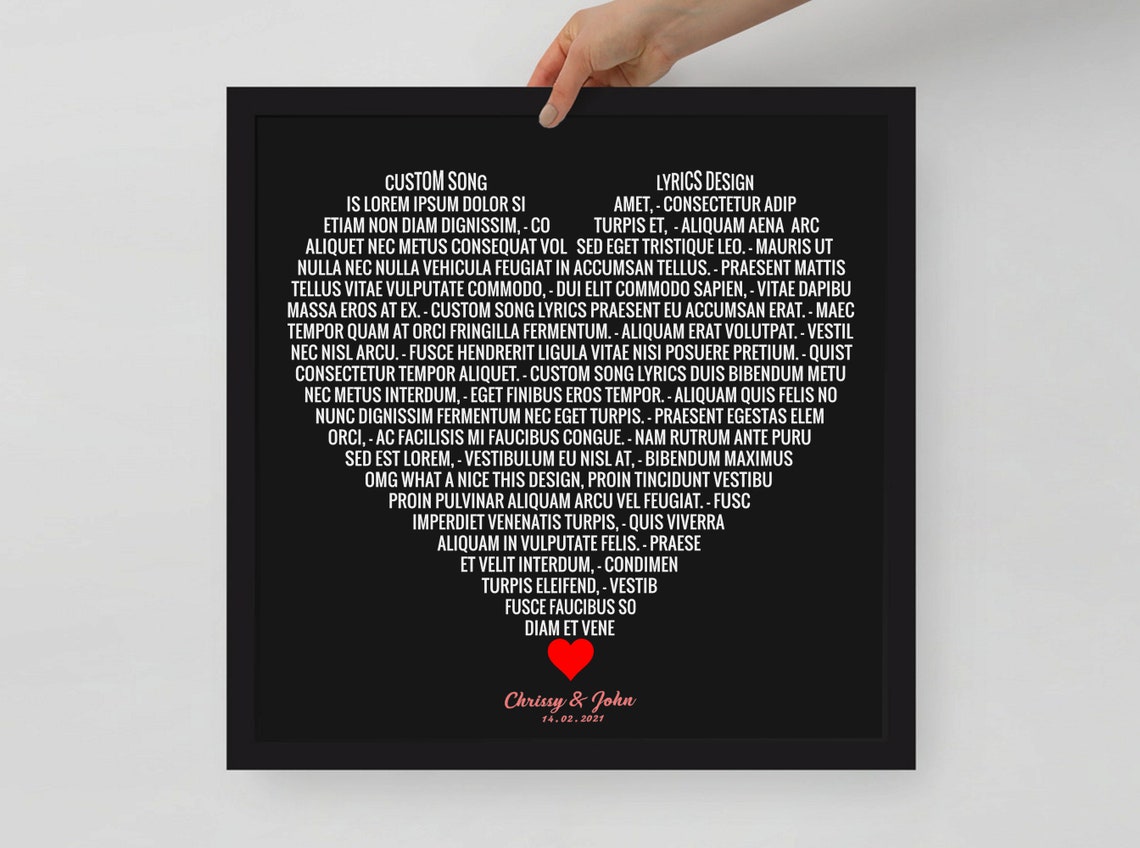 Custom Song Lyrics Heart Design SVG Wall Art Anniversary - Etsy