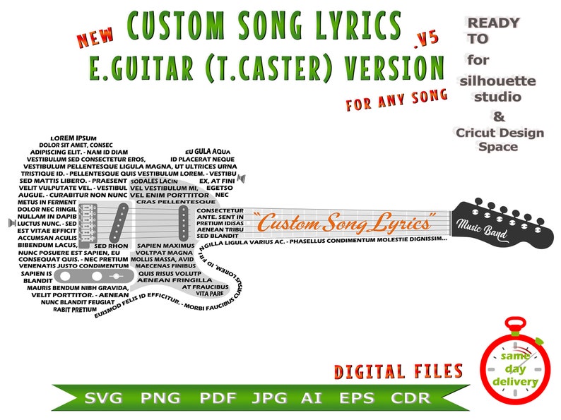Custom Song Lyrics Electric Guitar T. Caster Version .v5 | Any Song ...