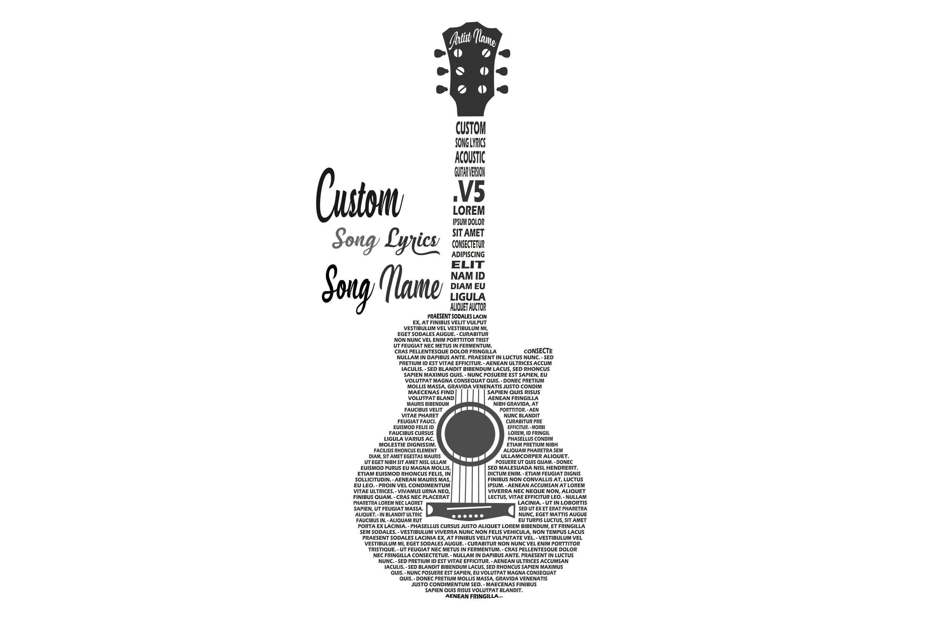 Custom Song Lyrics Acoustic Guitar Vertical Version .v5 | Cricut SVG ...