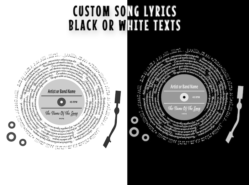 Vinyl Record Custom Song Lyrics SVG Scrip Font .v2, Personalized ...