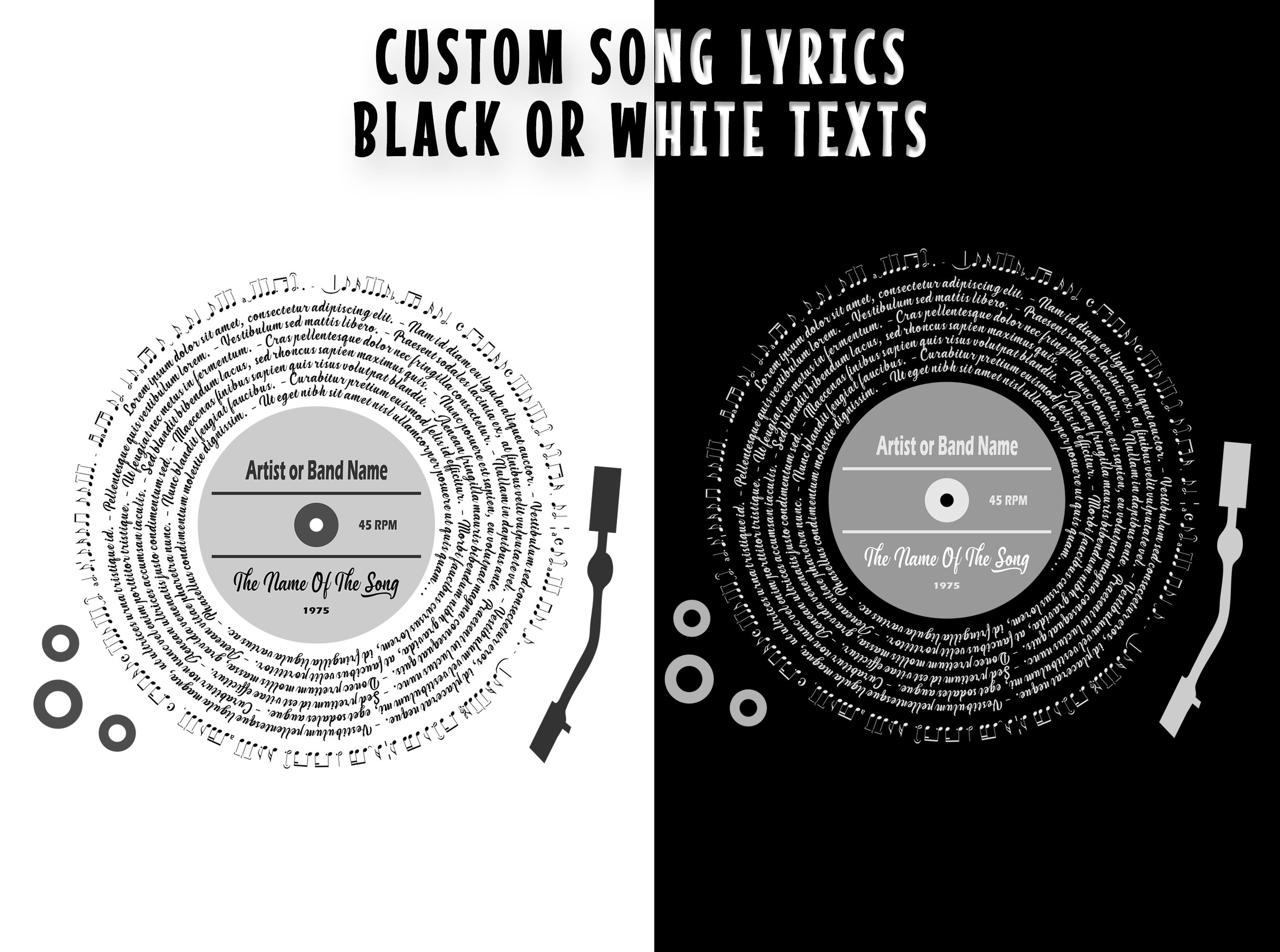 Vinyl Record Custom Song Lyrics SVG Scrip Font .v2, Personalized ...