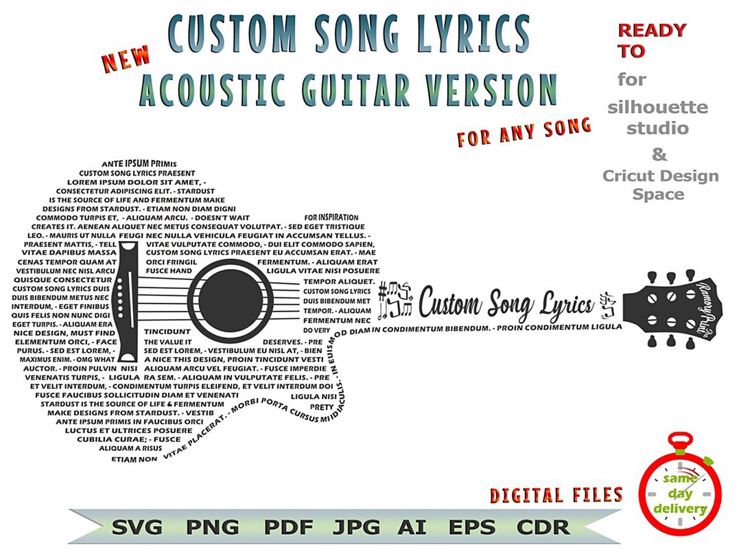 Song Lyrics Wall Art | Acoustic Guitar Version | Song Lyrics Guitar for ...