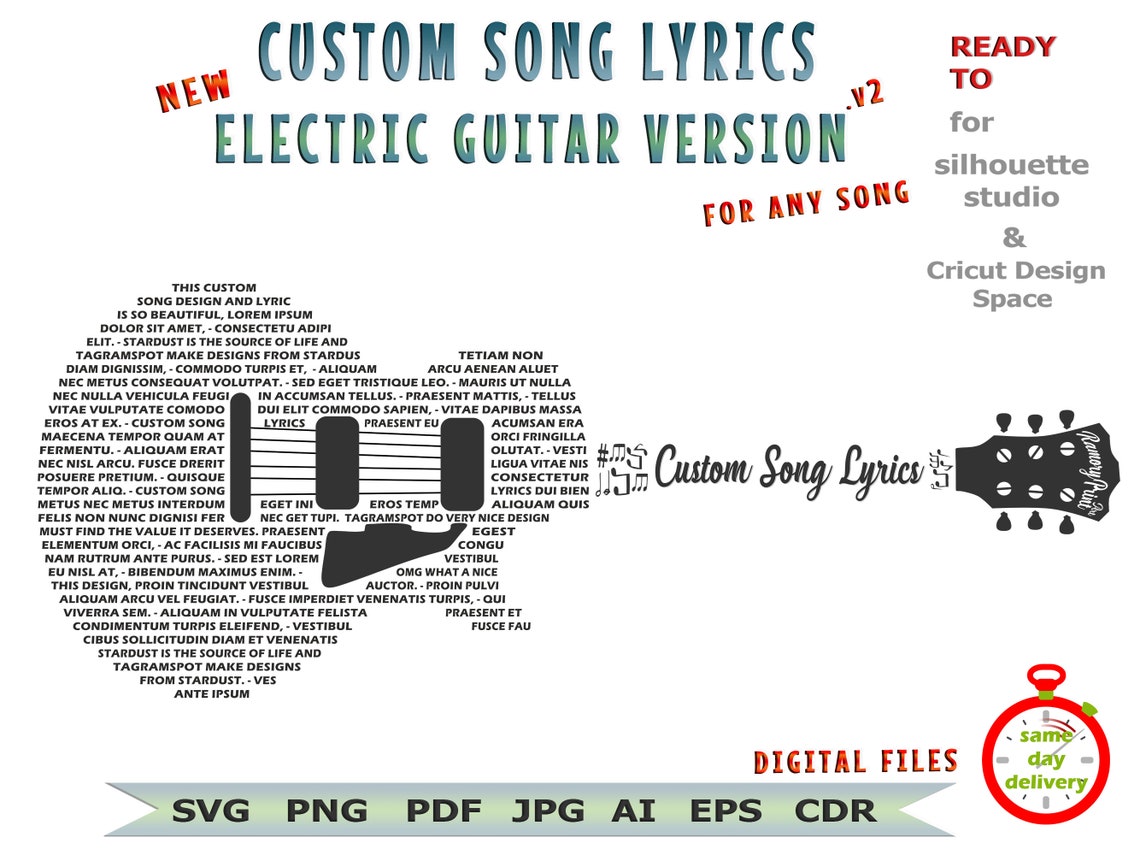 Custom Song Lyrics Electric Guitar Version .v2 | Song Lyrics SVG ...