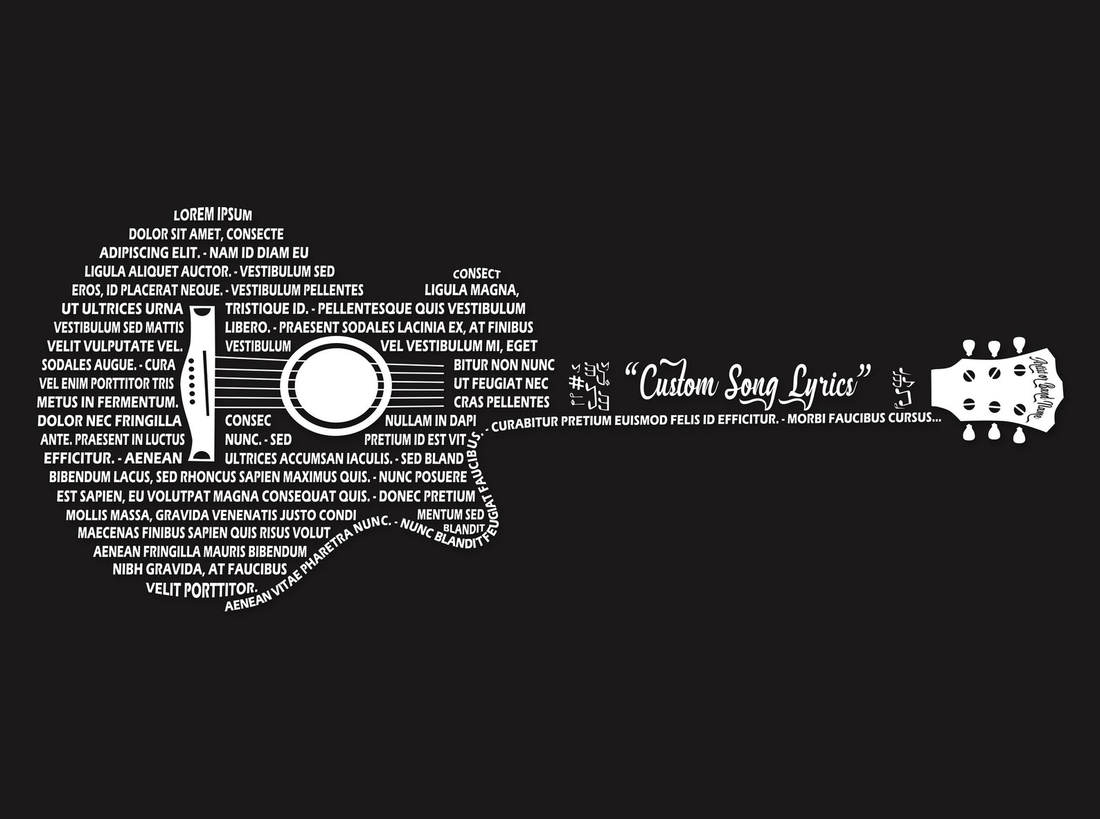 Custom Song Lyrics Acoustic Guitar Cutaway Black Edition for - Etsy