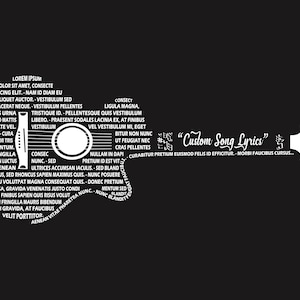 Custom Song Lyrics Acoustic Guitar Cutaway Black Edition, for Any Songs ...