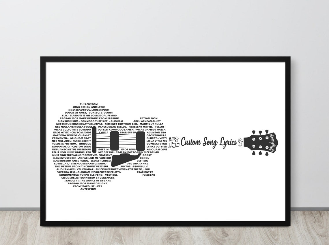 Custom Song Lyrics Electric Guitar Version .v2 Song Lyrics - Etsy
