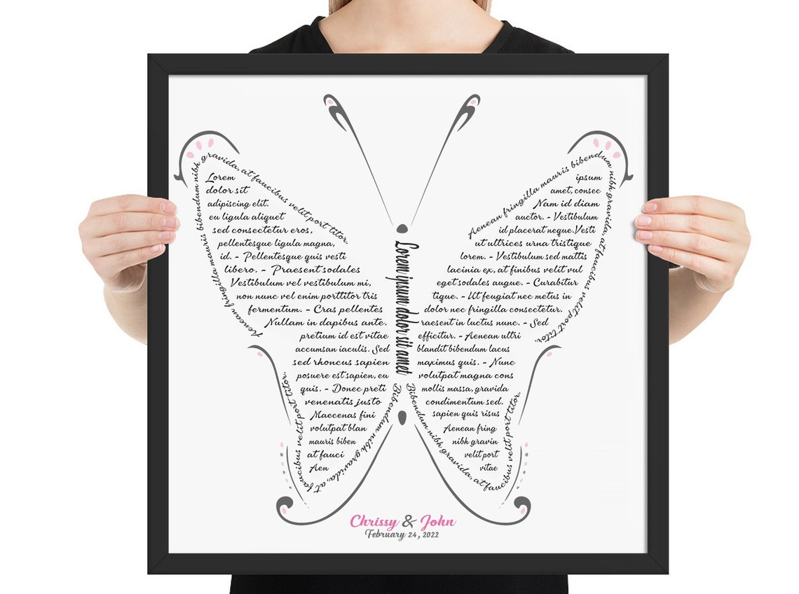 Butterfly Custom Song Lyrics SVG Personalized Wall Art for Anniversary ...