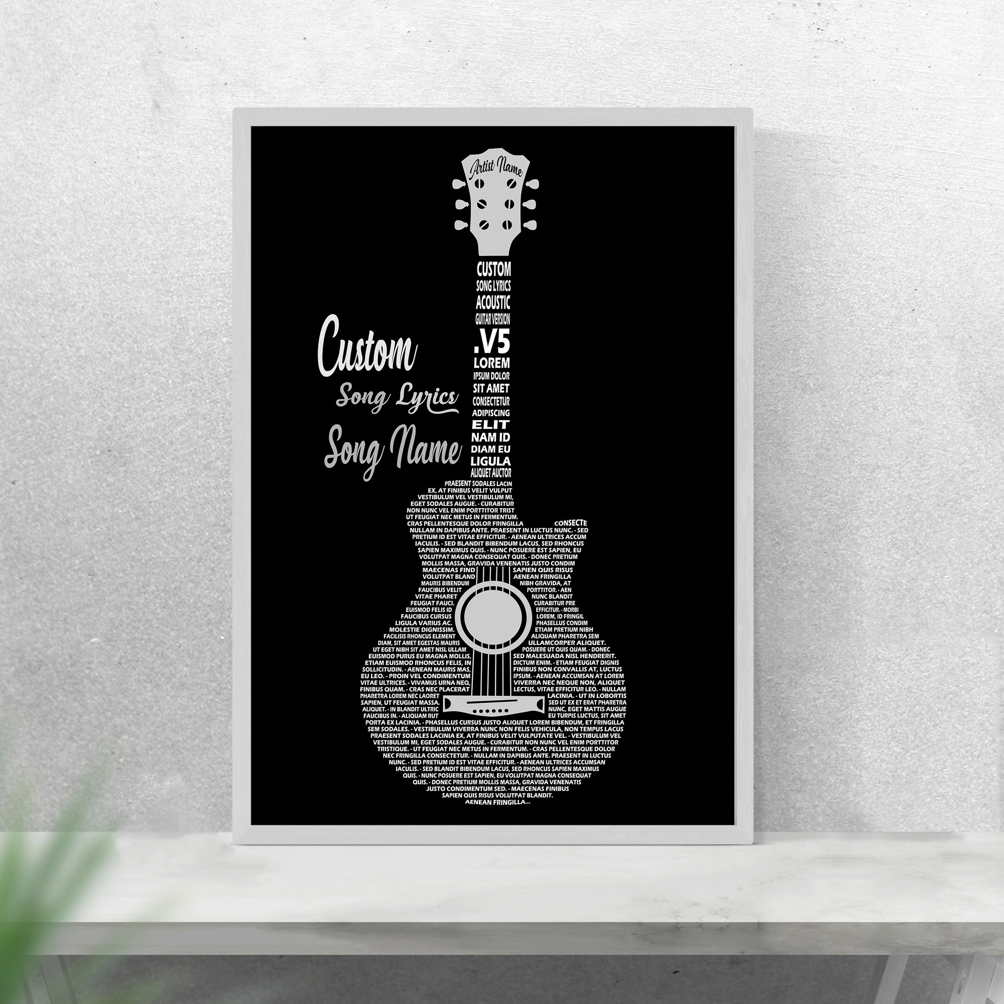 Custom Song Lyrics Acoustic Guitar Vertical Version .v5 | Cricut SVG ...