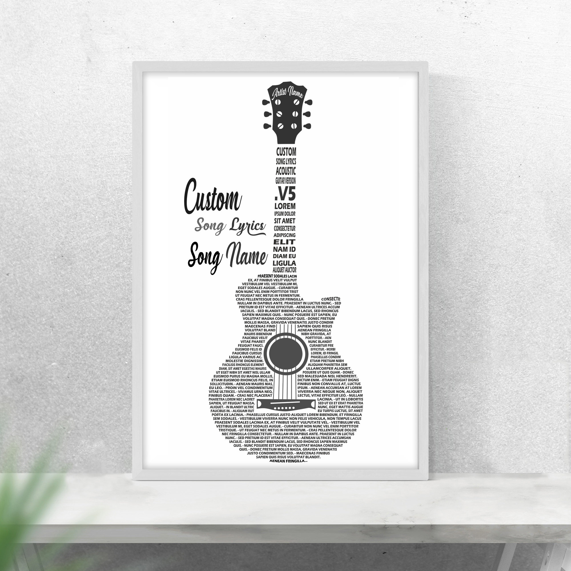 Custom Song Lyrics Acoustic Guitar Vertical Version .v5 | Cricut SVG ...