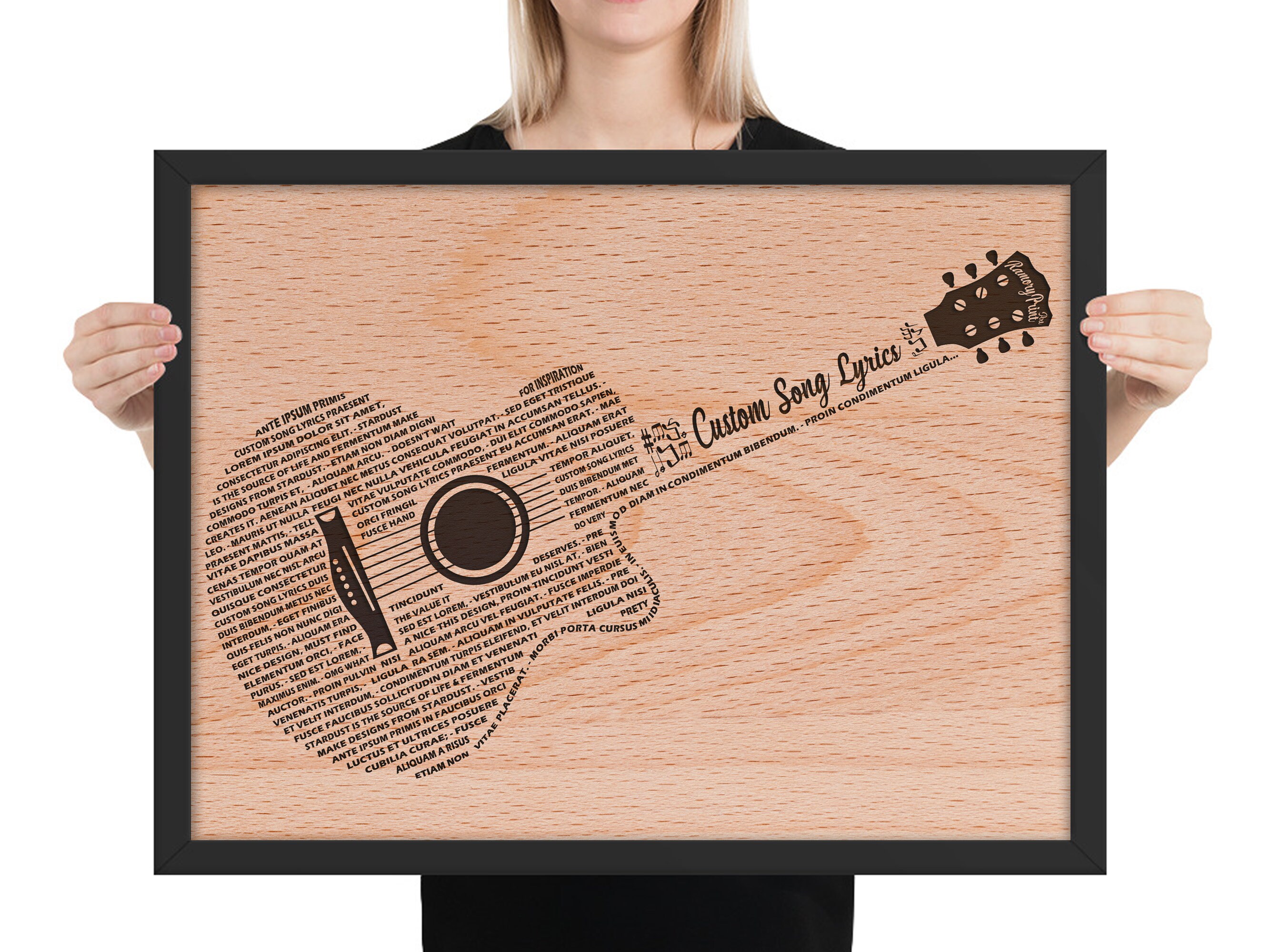 Laser Engraved Look Lyric Guitar | Laser Burn Song Lyrics | Lyric ...