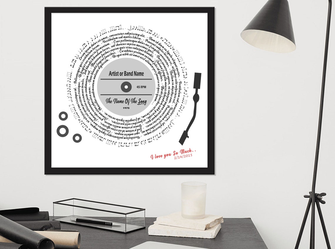 Vinyl Record Custom Song Lyrics SVG Scrip Font .v2, Personalized ...