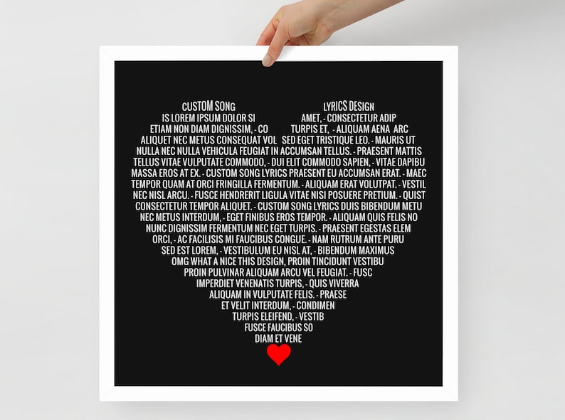 Custom Song Lyrics Heart Design SVG Wall Art | Anniversary Gift | Any ...