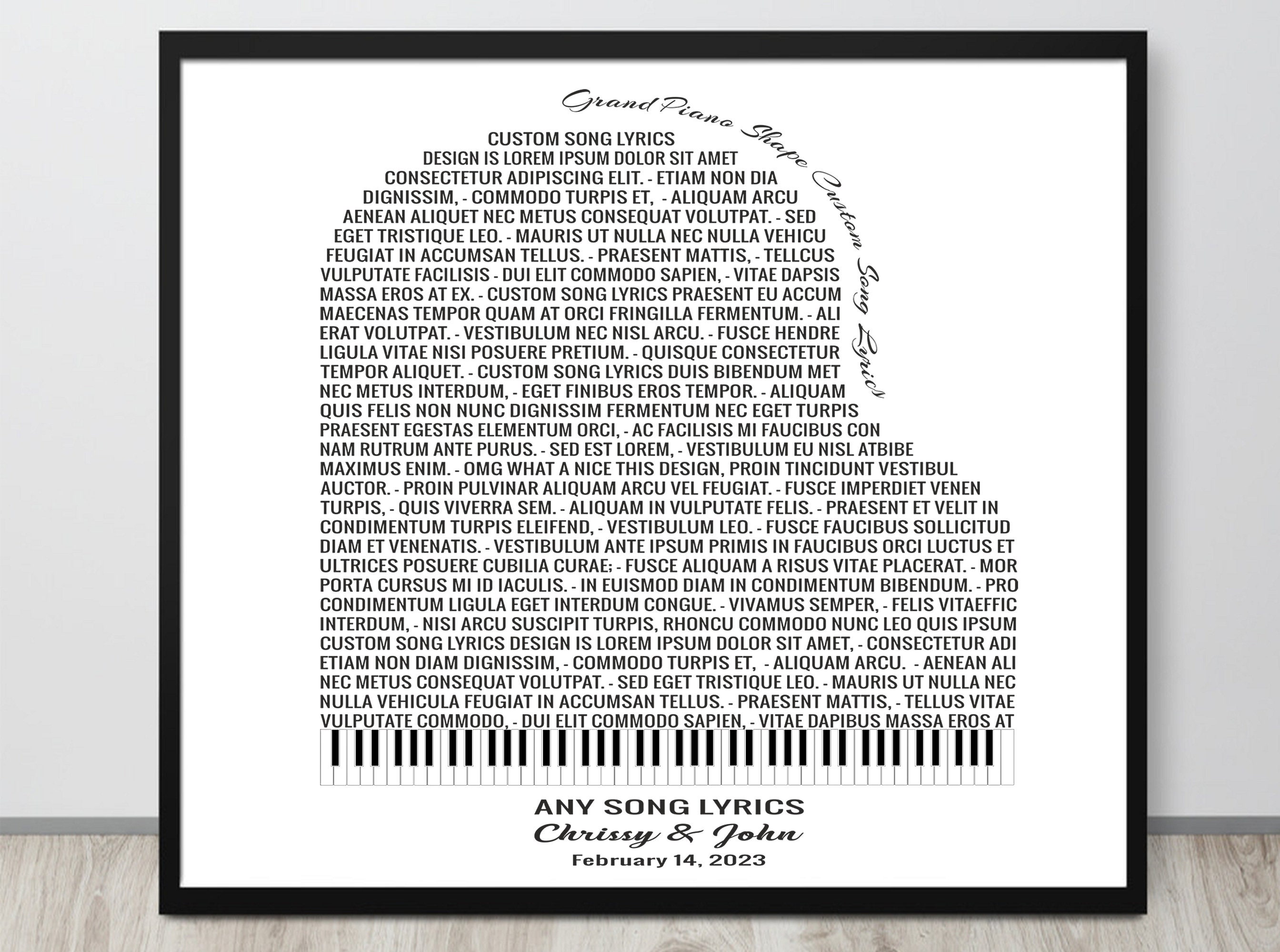 Custom Song Lyrics Grand Piano | Any Song Lyrics SVG - Etsy