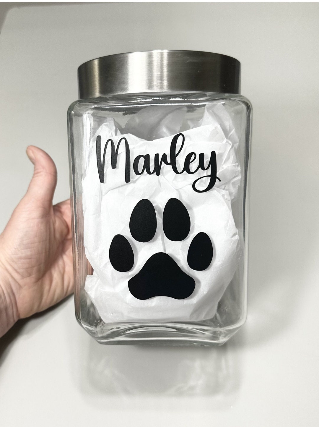 Dog Treat Jar Label Personalized With Pet Name and Paw Print, Sticker ...