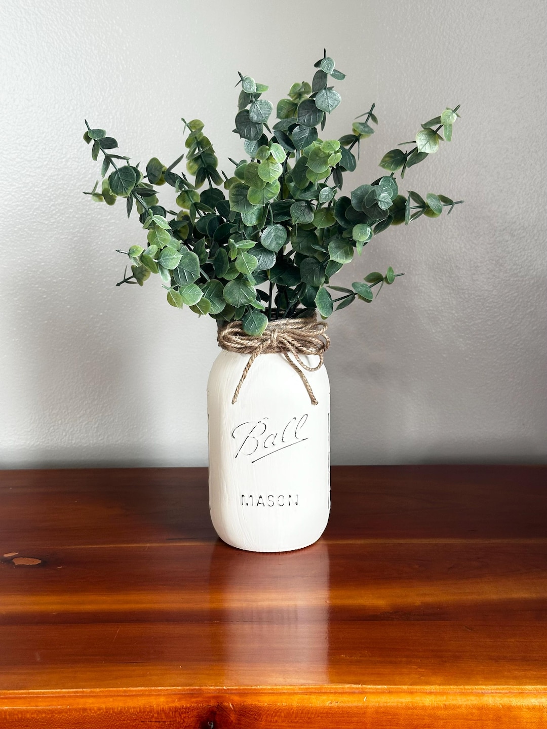 Painted Mason Jar Vase, Rustic Home Decor, Hanging Flower Arrangement ...