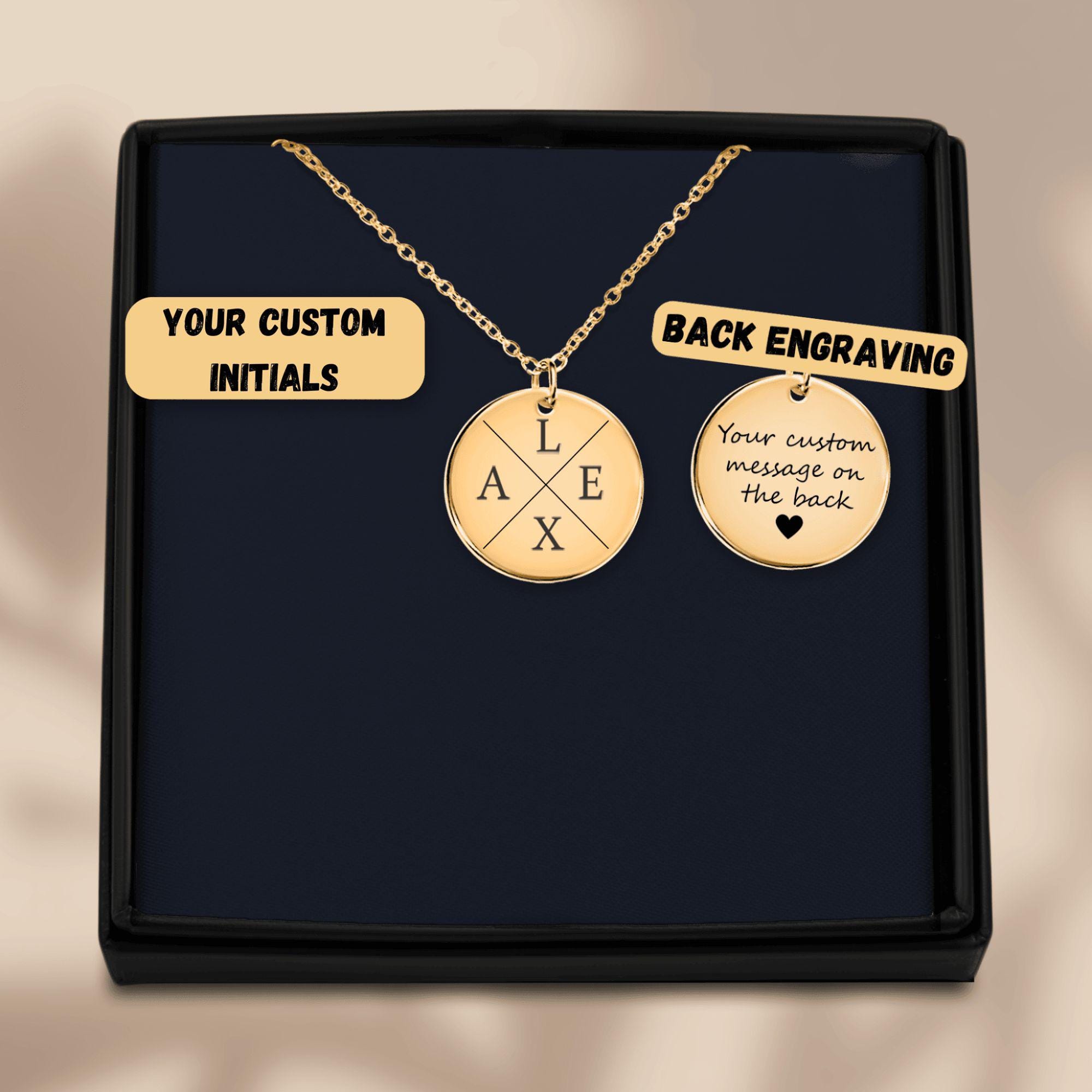 Personalized 4 Initials Name Necklace, Personalized Circle Pendant ...