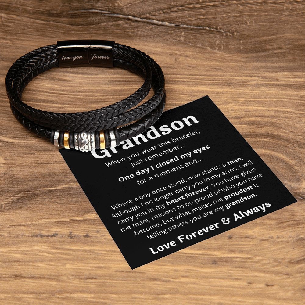 To My Grandson Bracelet, I Love You Forever, Gift From Grandma Grandpa ...