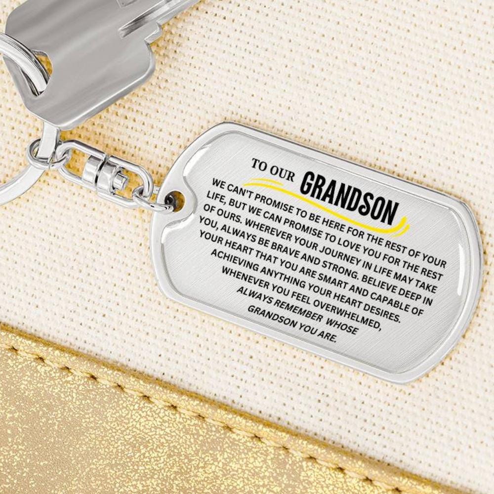 To My Grandson Keychain, Gift for Grandson From Grandma Grandpa, Dog ...