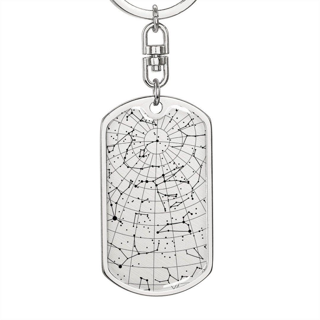 Night Sky Dog Tag Keychain, Personalized Night Sky Key Holder, Custom ...