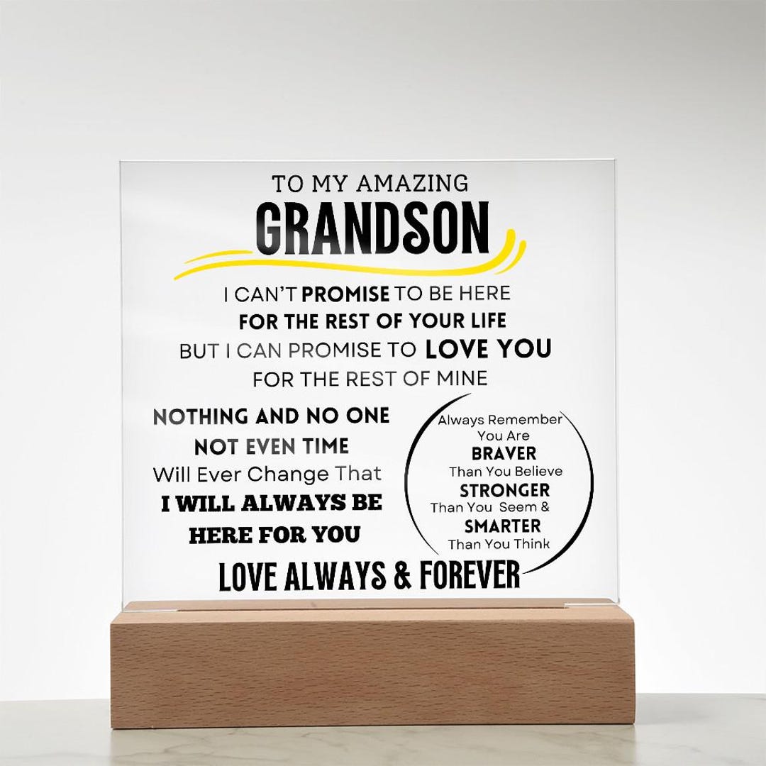 To My Grandson, Gift From Grandma, Acrylic LED Plaque for Him, Birthday ...