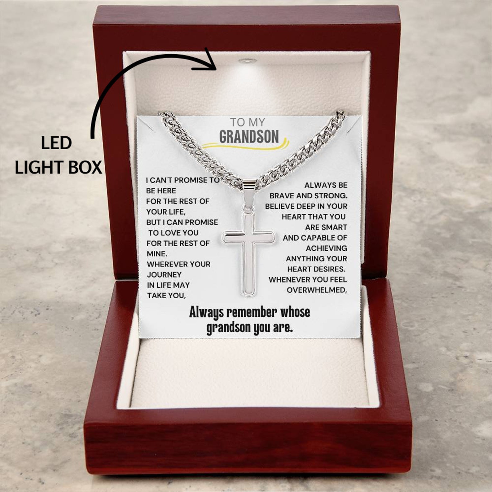 Custom Engraved Cross Chain for Grandson, Gift From Grandmother ...