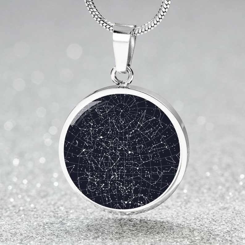 Personalized Celestial Night Sky Pendant Custom Circle | Etsy