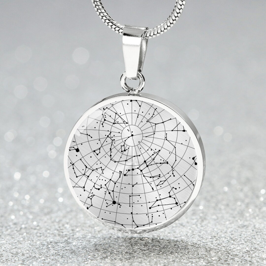 Personalized Celestial Night Sky Pendant, Custom Circle Pendant ...
