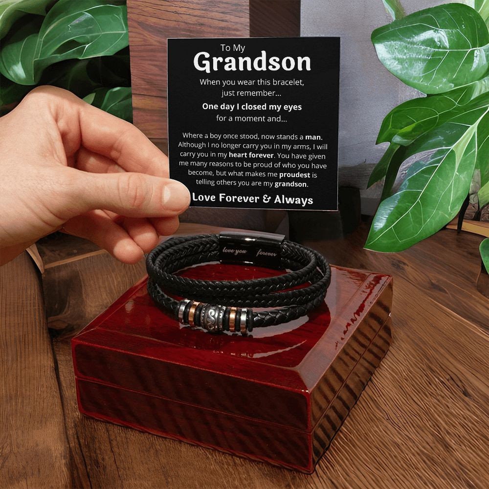 To My Grandson Bracelet, I Love You Forever, Gift From Grandma Grandpa ...