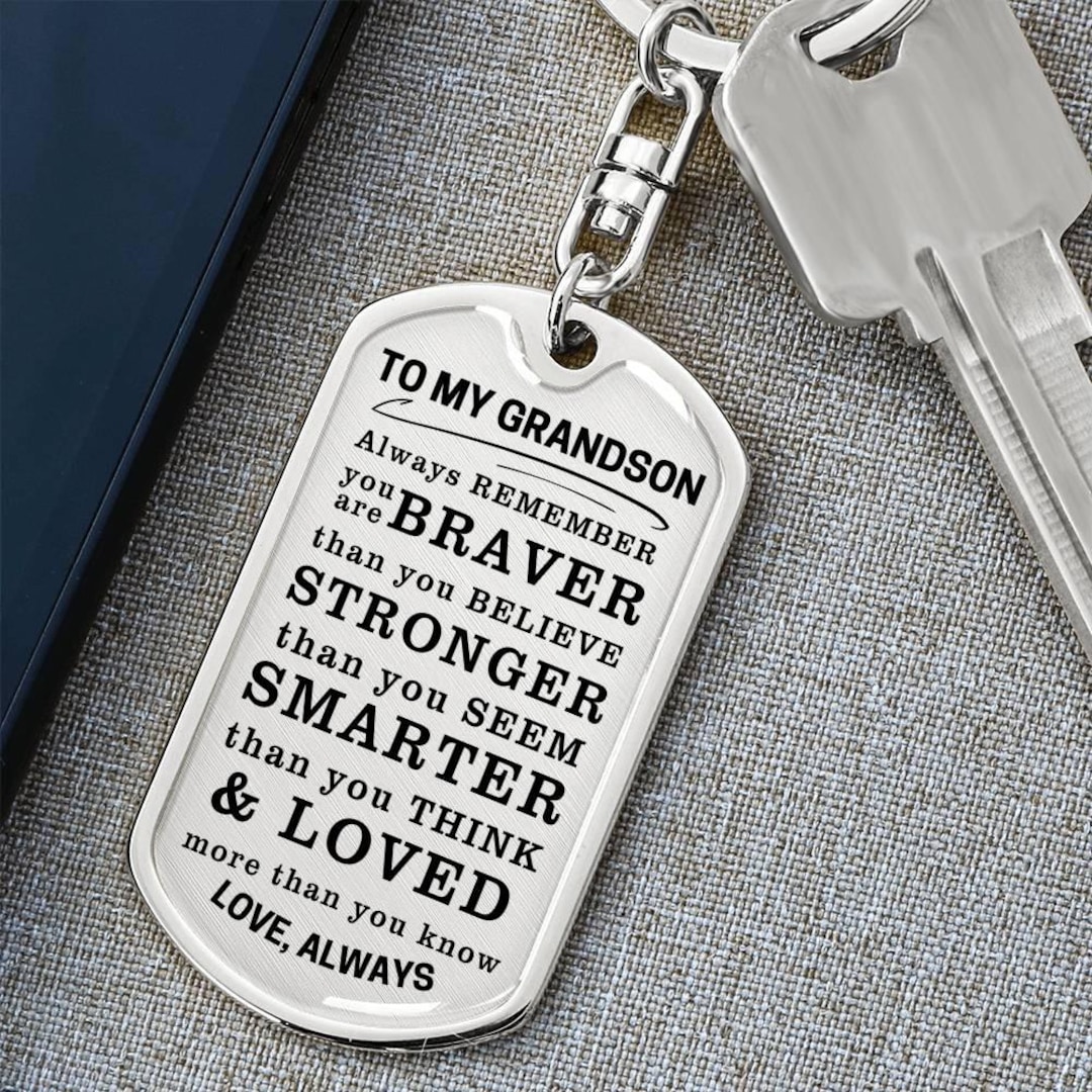 To My Grandson Keychain, Gift for Grandson From Grandma Grandpa, Dog ...