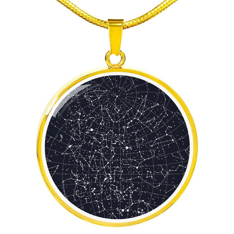Personalized New Born Star Map, Custom Celestial Night Sky Pendant and ...