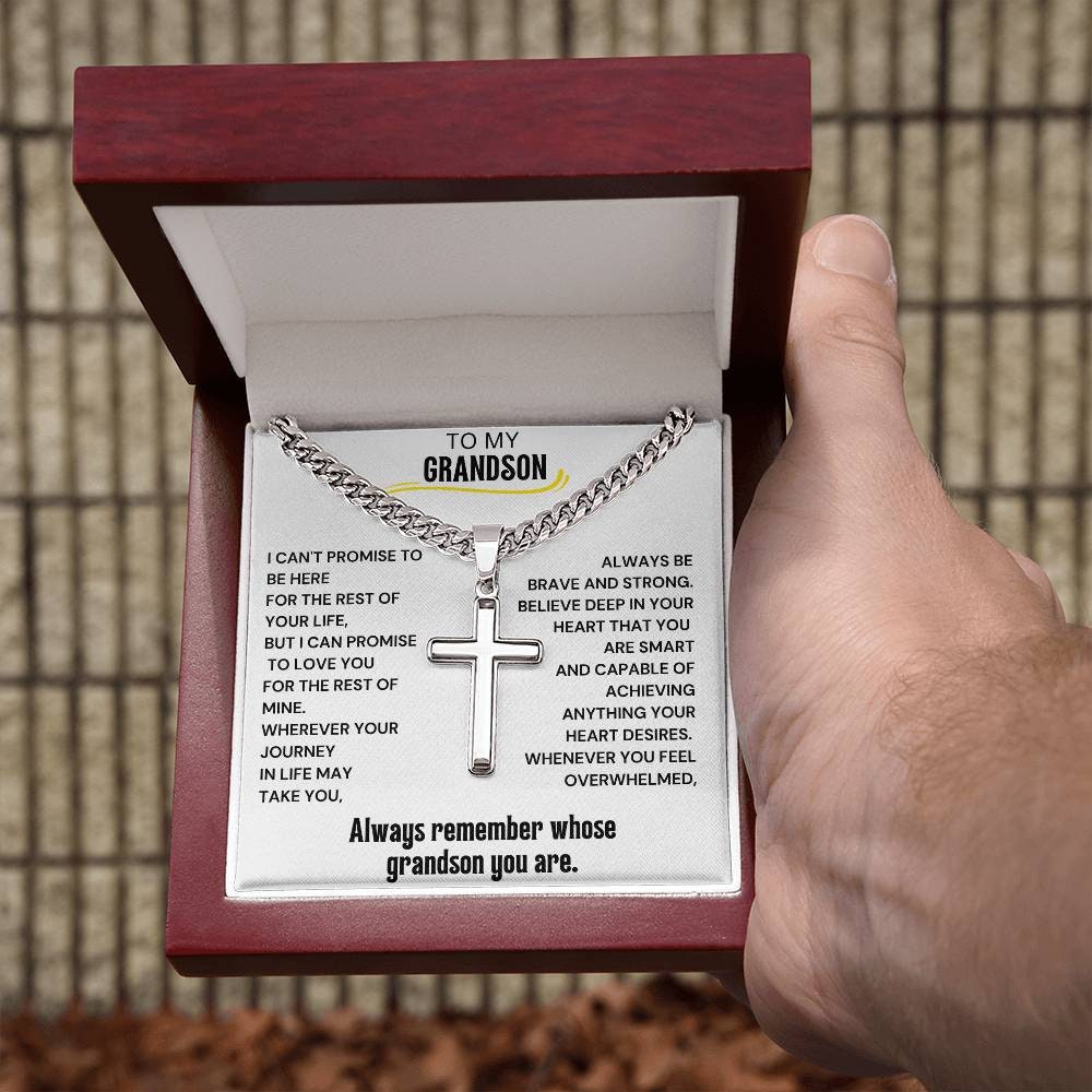 Custom Engraved Cross Chain for Grandson, Gift From Grandmother ...