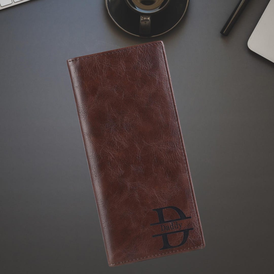 Personalized Leather Wallet, Custom Monogram & Name, Rich Brown, Gift ...
