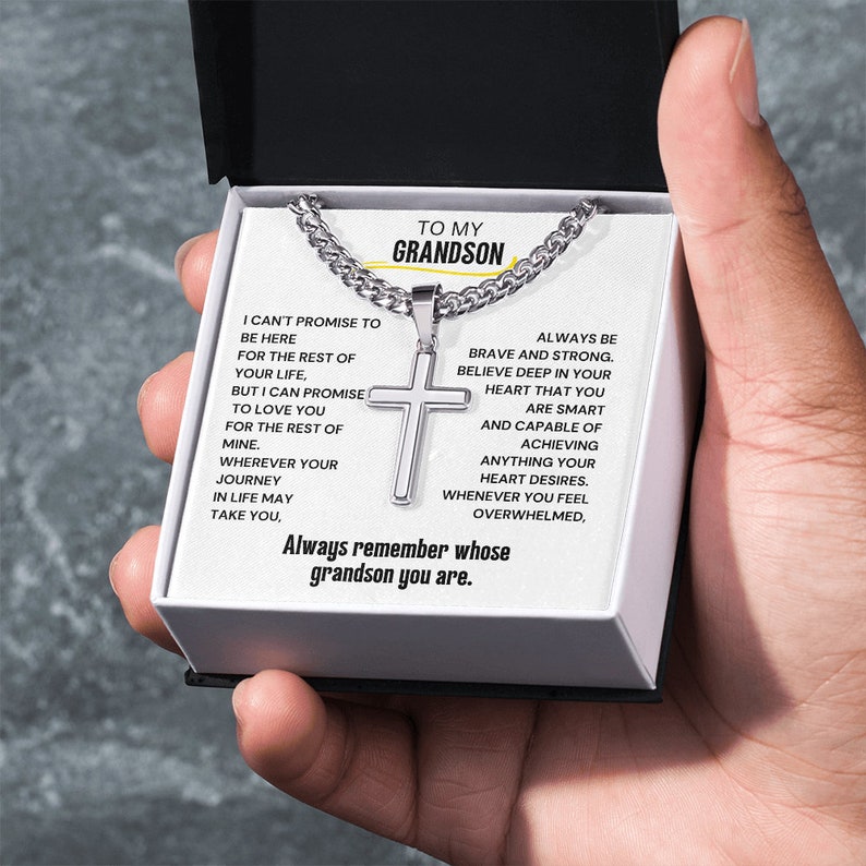 Custom Engraved Cross Chain for Grandson, Gift From Grandmother ...