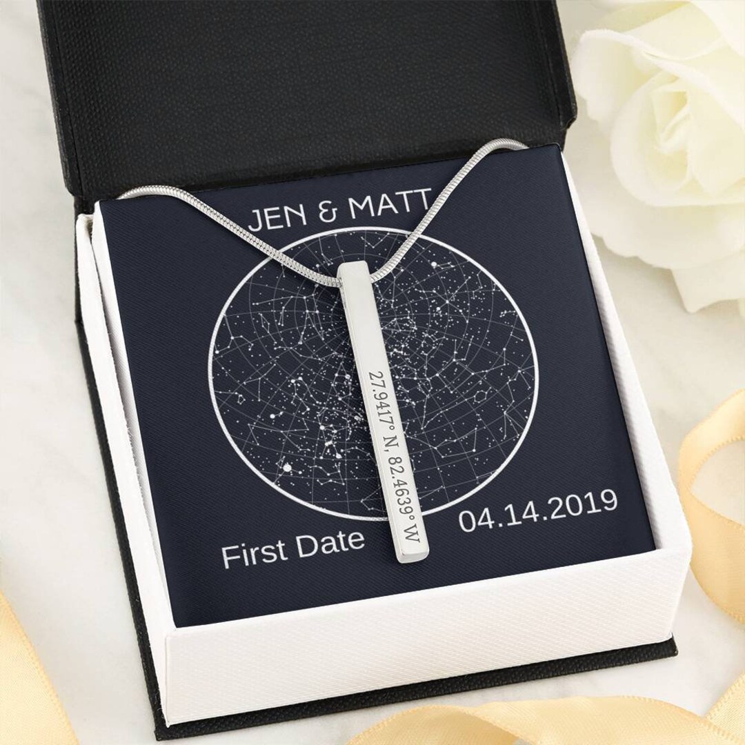 Custom Coordinates Necklace, Celestial Night Sky Necklace, Star Map ...
