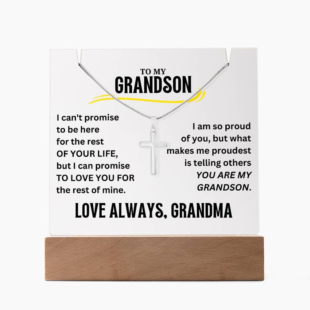 To My Grandson Cross From Grandma, Acrylic Plaque & Chain for Grandson ...